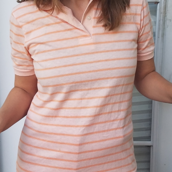 Vintage | Tops | Vintage Orange Striped Polo | Poshmark